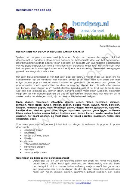 Het hanteren van een pop - Handpop.nl