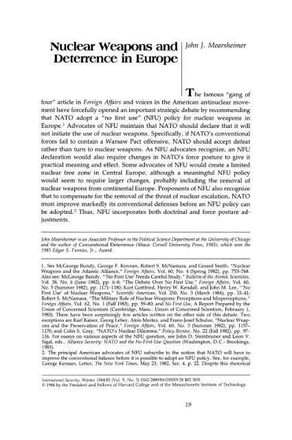 Nuclear Weapons and Deterrence in Europe - John J. Mearsheimer ...