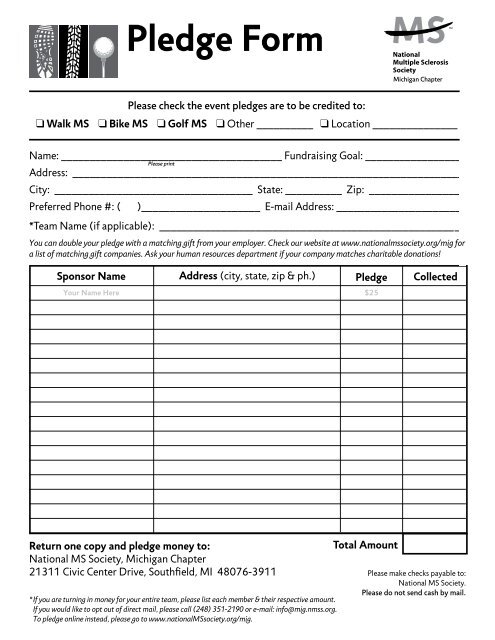 Pledge Form - Walk MS