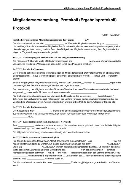 Mitgliederversammlung Protokoll Protokoll Der LAG