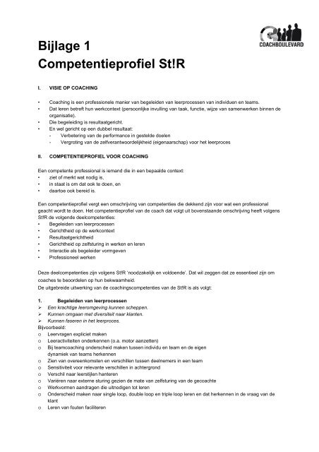 Bijlage 1 Competentieprofiel St!R - Coachboulevard