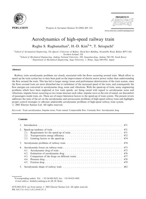Aerodynamics of high-speed railway train