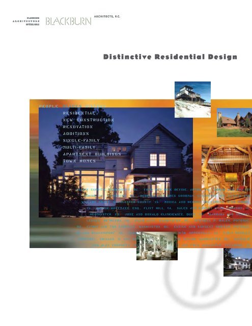Distinctive Residential Design - Blackburn Architects, PC