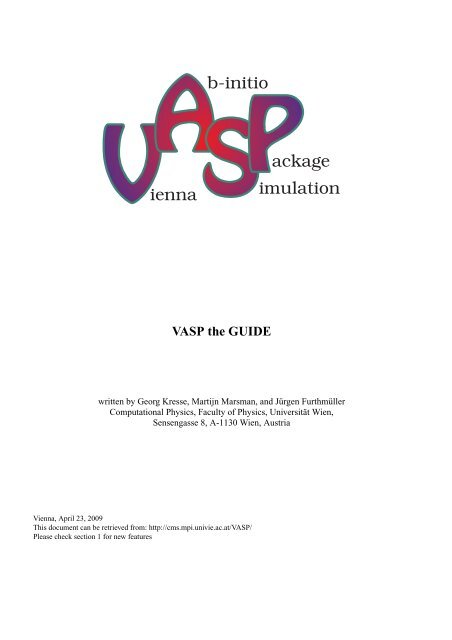 vasp.pdf.gz - Computational Materials Physics - Universität Wien vasp.pdf.gz - Computational Materials Physics - Universität Wien