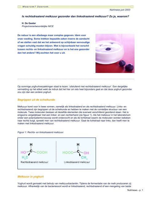 Is rechtsdraaiend melkzuur gezonder dan linksdraaiend ... - Nice