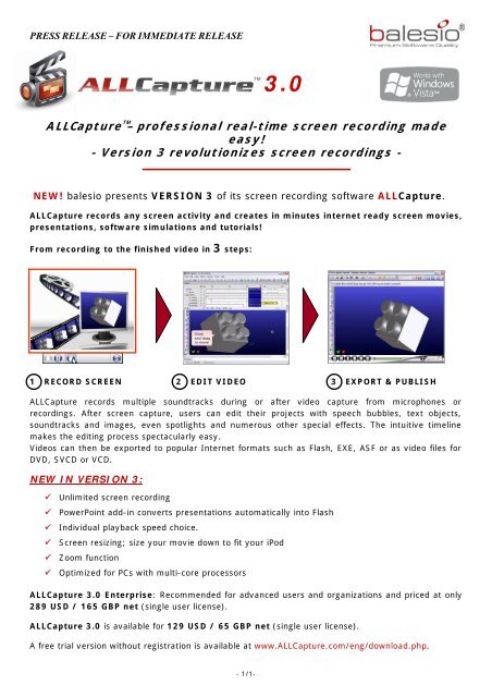 ALLCapture â professional real-time screen recording ... - Balesio