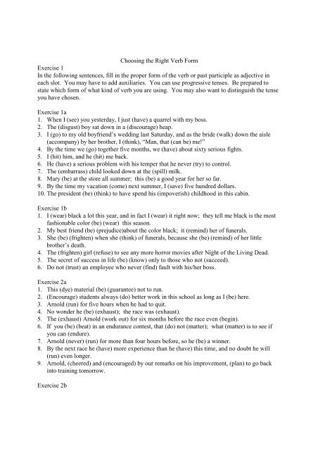Choosing the Right Verb Form - Rio Hondo College Choosing the Right Verb Form - Rio Hondo College