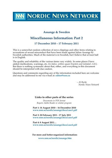 Miscellaneous Information: Part 2 - Nordic News Network