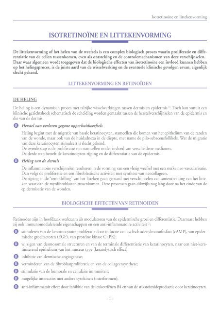 Isotretinoïne en littekenvorming