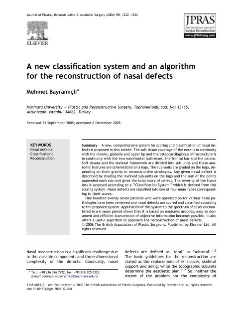 A new classification system and an algorithm for the reconstruction ...