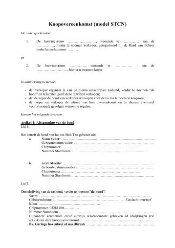 EBCN koopovereenkomst - Engelse Bulldog Club Nederland