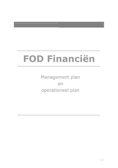 Management plan en het Operationeel plan (PDF ... - FOD Financiën