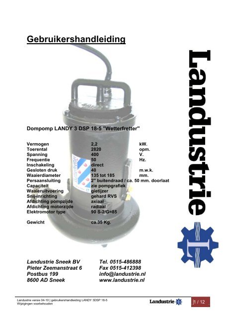 Gebruikershandleiding - Landustrie