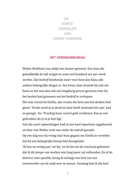 Lees het verhaal - De korte verhalen van Harry Commijs