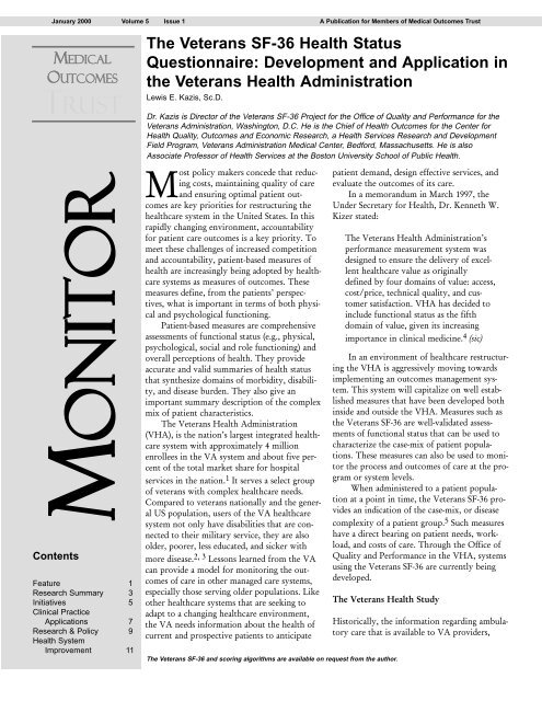 The Veterans SF-36 Health Status Questionnaire - Medical ...