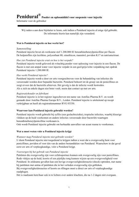 Bijsluiter Penidural - Astellas