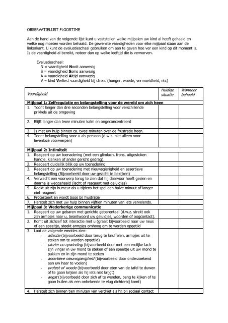 Observatielijst Floortime