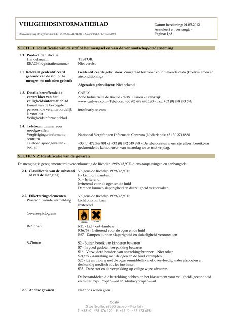Carly - MSDS - Testoil MAS, POE, MP - 2012.03.01.NL
