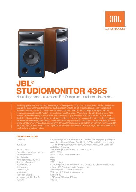 JBL® STUDIOMONITOR 4365