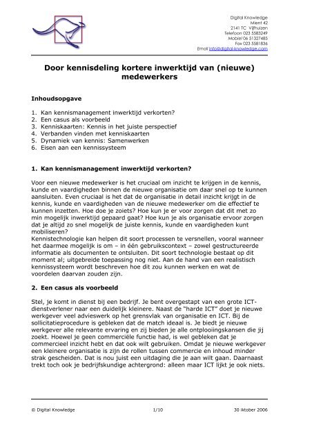 Door kennisdeling kortere inwerktijd van (nieuwe) medewerkers