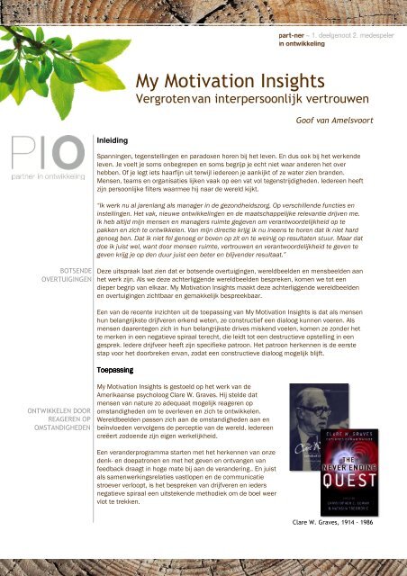 My Motivation Insights - PIO, Partner In Ontwikkeling
