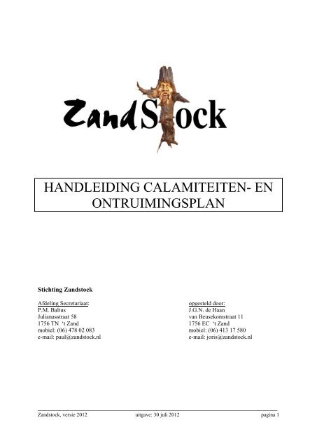Calamiteitenplan (2012) - Zandstock