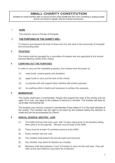 SMALL CHARITY CONSTITUTION
