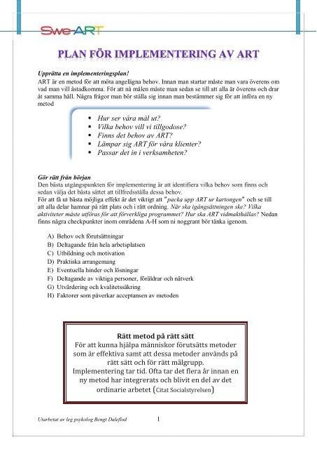 PDF – Implementeringsplan för ART - Swe-ART