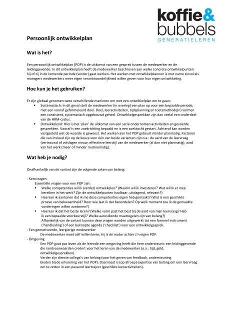 Persoonlijk ontwikkelplan - pdf - Koffie & Bubbels