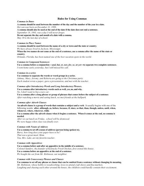 Comma Rules Commas Task Cards Activities And Anchor Charts With Rules