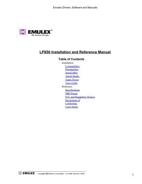 Emulex Drivers, Software and Manuals