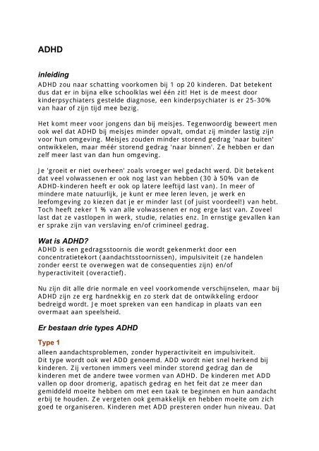 ADHD oorzaak symptomen en behandeling