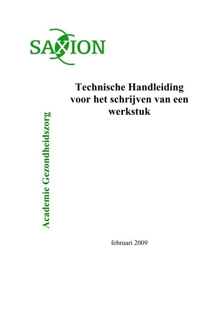 Technische Handleiding voor het schrijven van een werkstuk