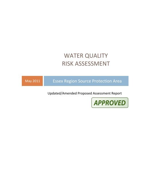 water quality risk assessment - Essex Source Protection Area