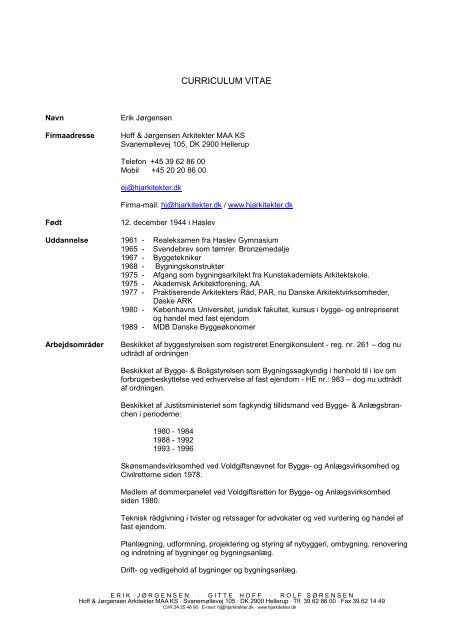 CV - Hoff & Jørgensen Arkitekter