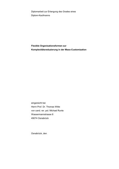 Diplomarbeit - Bewerbungshomepage Michael Runte