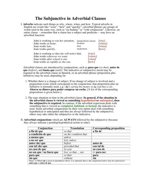 The Subjunctive in Adverbial Clauses