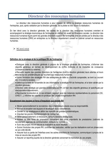 DIRECTION DES RESSOURCES HUMAINES Profil de poste N°12 ...