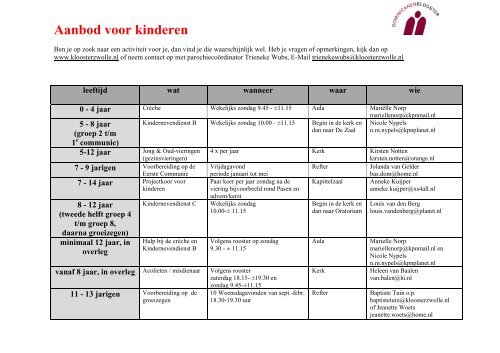 Overzicht aanbod voor kinderen en jongeren