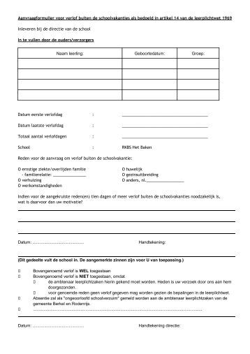 Aanvraagformulier vakantie en verlof - CSG Eekeringe