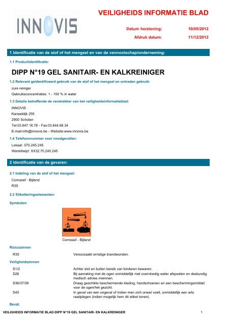 veiligheids informatie blad