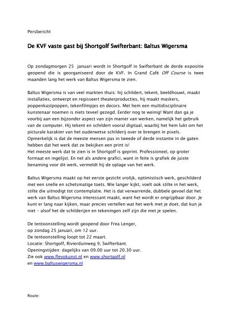 Persbericht Baltus Wigersma in shortgolf