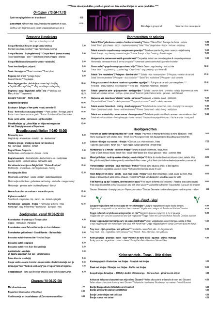 Menukaart - Brasserie Tinto