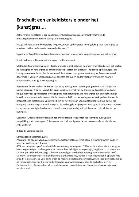 Er schuilt een enkeldistorsie onder het (kunst)gras.... - Zwaluw VFC