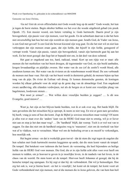 Preek van Mark over Openbaring 16