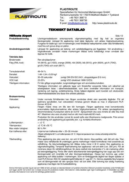 TEKNISKT DATABLAD TEKNISKT DATABLAD - A-merking AS