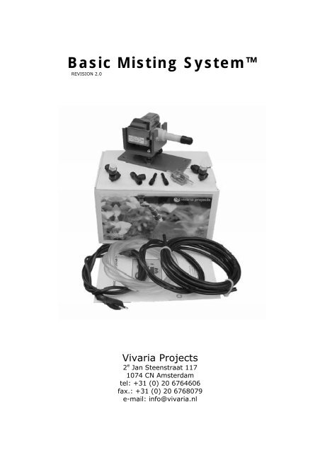Instruction manual Basic Misting System - Vivaria Projects