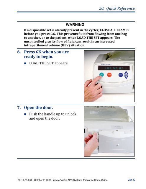 WARNING 20. Quick Referen