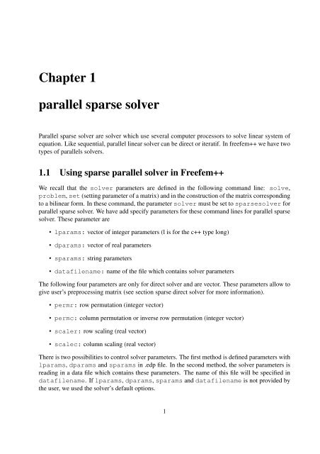 Chapter 1 parallel sparse solver - freeFEM.org