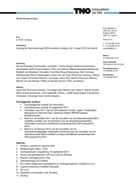 Verslag 8e gebruikersraad GEO-modellen ondiep 6 ... - DINOLoket